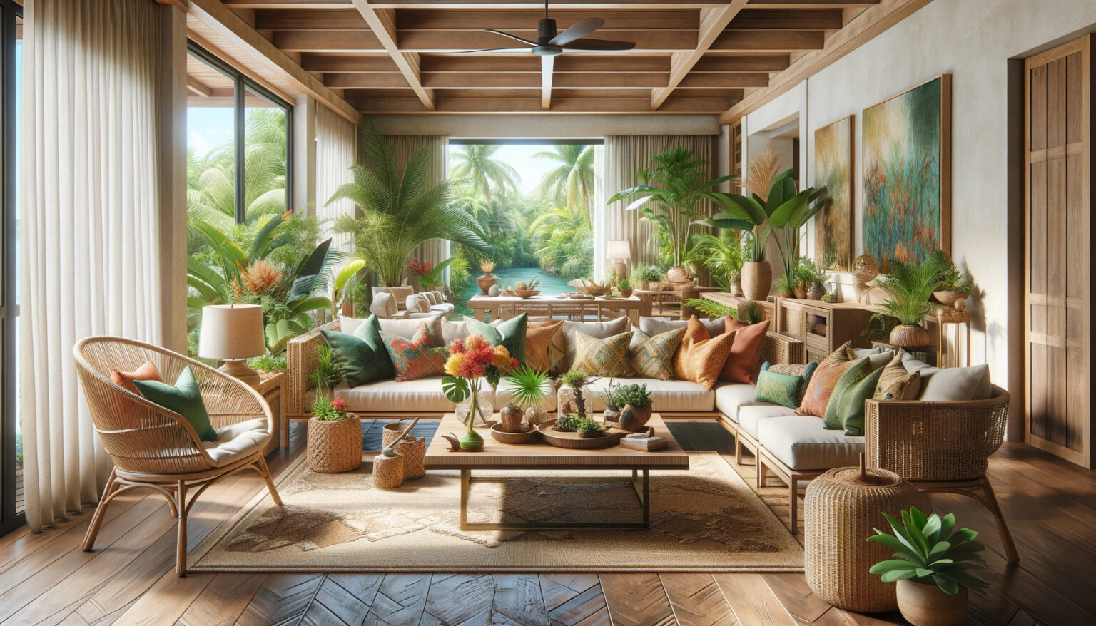 トロピカルカラーで叶える理想のリゾートインテリア：自宅で楽しむ南国風空間の作り方 | EconoChicInteriors